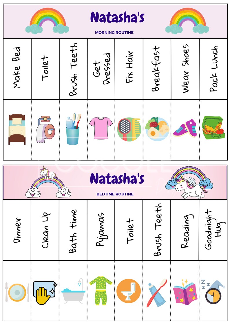 Kids Chore Chart Morning and Night Routine Kids Folding - Etsy