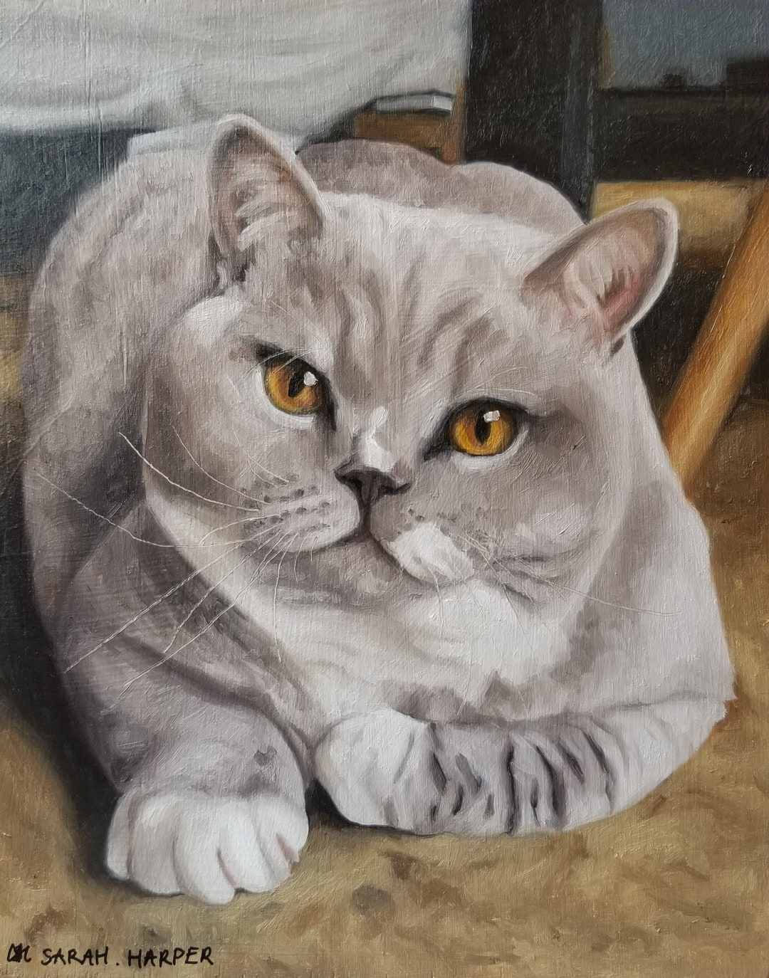Unframed Signed Cat Oil Painting. Handmade Cat Wall Art. Gift - Etsy
