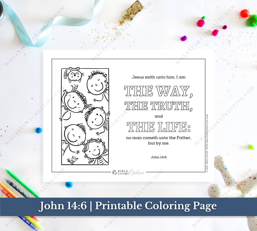 John 14:6 | Bible Verse Printable Coloring Page for Kids | KJV Sunday ...