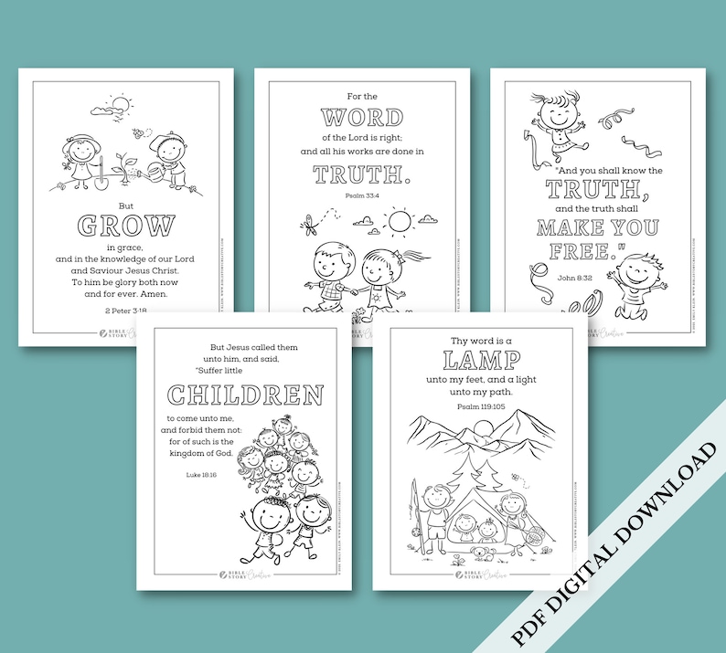 34 Bible Verse Coloring Pages for Kids | English KJV Sunday School ...
