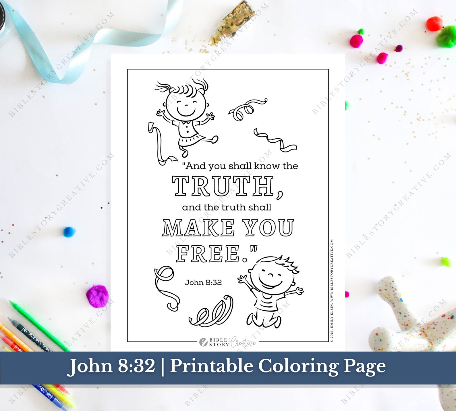 John 8:32 | Bible Verse Printable Coloring Page for Kids | KJV Sunday ...