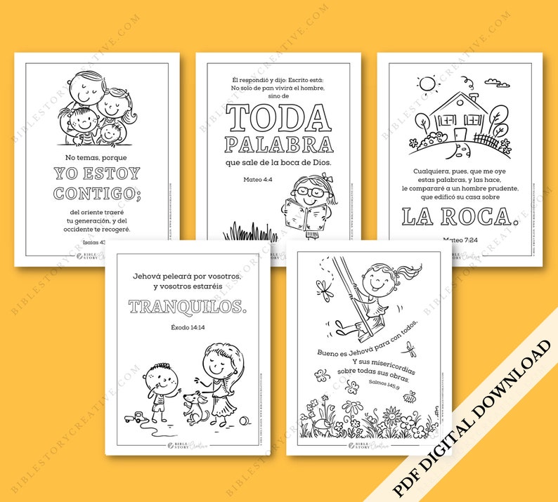 Spanish Bible Verse Coloring Pages Bundle | 34 Printable RV1960 ...
