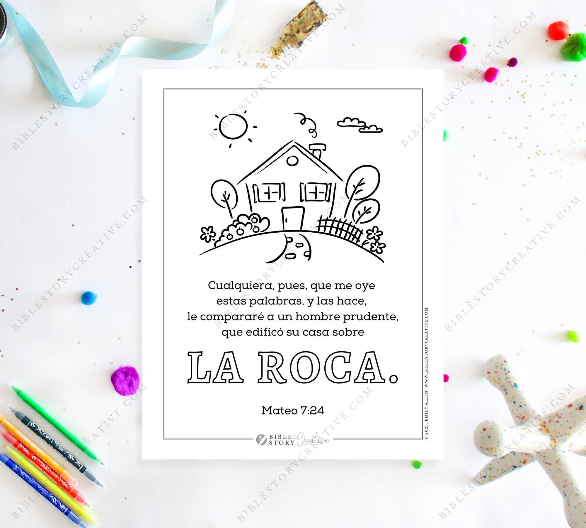 Mateo 7:24 | Spanish Bible Verse Printable Coloring Page for Kids | RV 1960 Sunday School ...