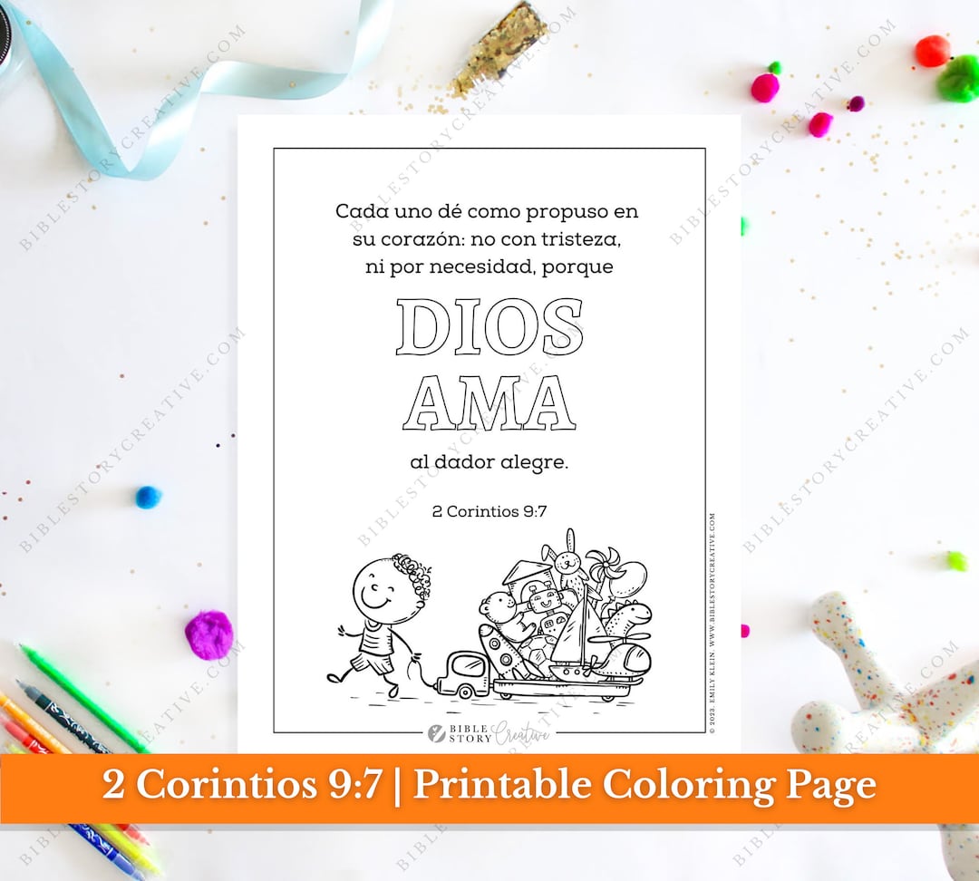 2 Corintios 9:7 | Spanish Bible Verse Printable Coloring Page for Kids ...