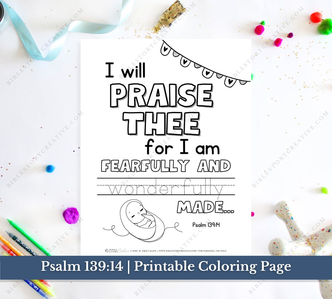 Psalm 139:14 | Bible Verse Printable Coloring Page for Kids | KJV ...