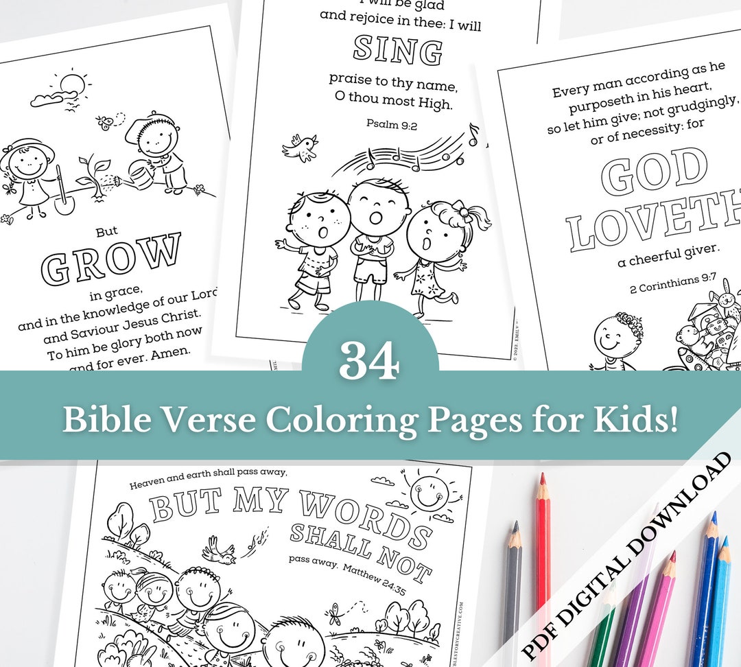 34 KJV Bible Verse Coloring Pages for Kids (PDF Digital Download) - Etsy