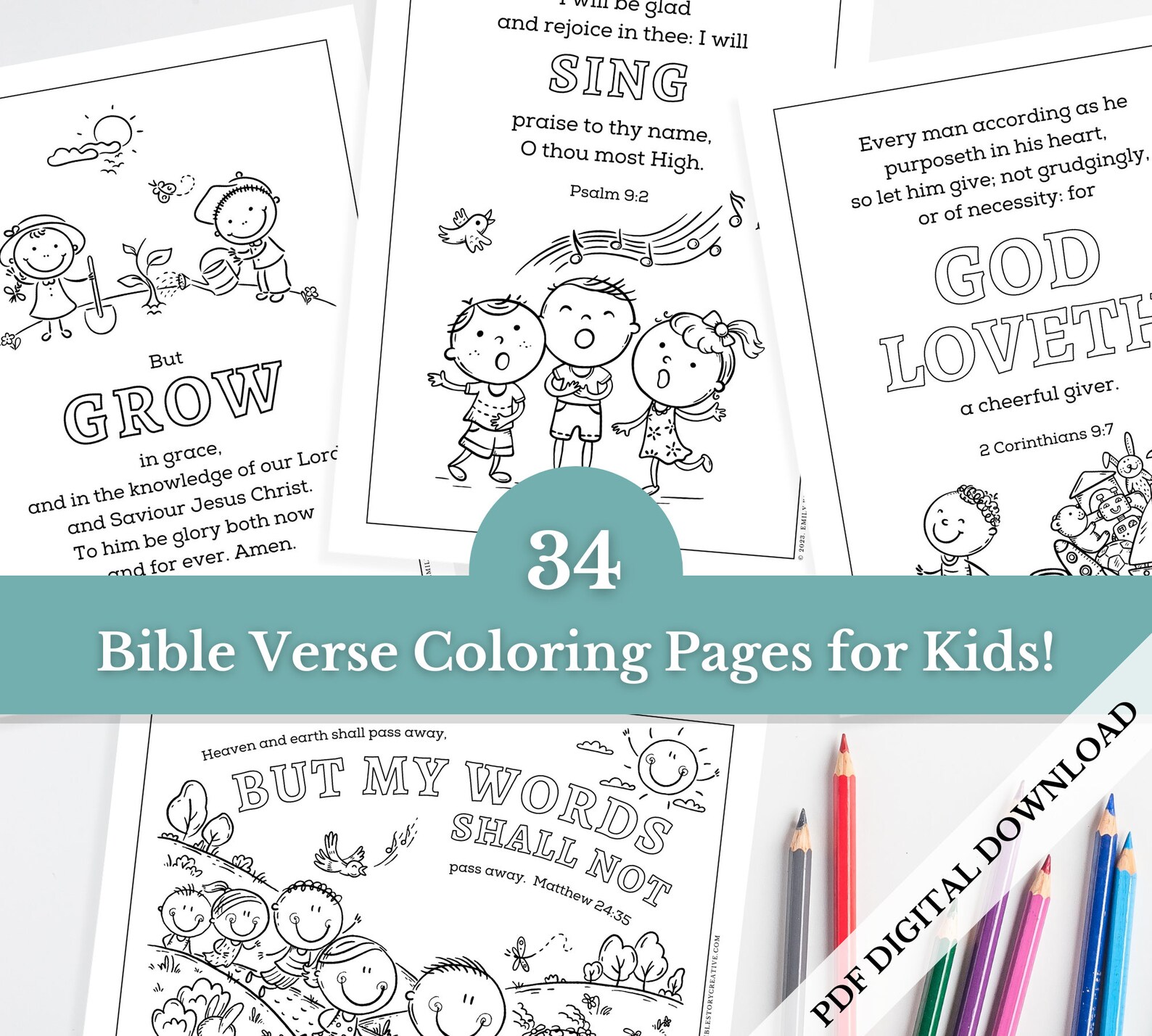34 Bible Verse Coloring Pages for Kids | English KJV Sunday School ...