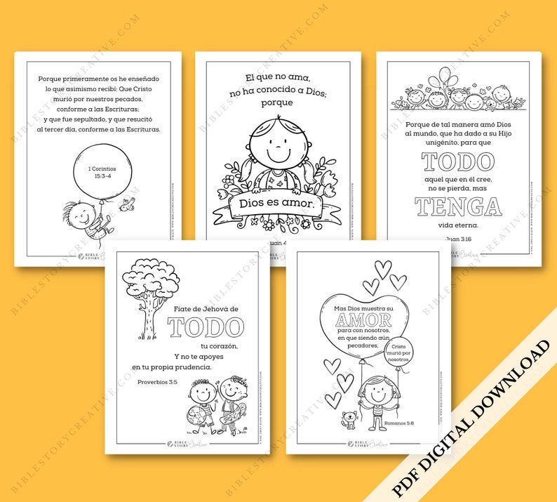 Spanish Bible Verse Coloring Pages Bundle | 34 Printable RV1960 ...