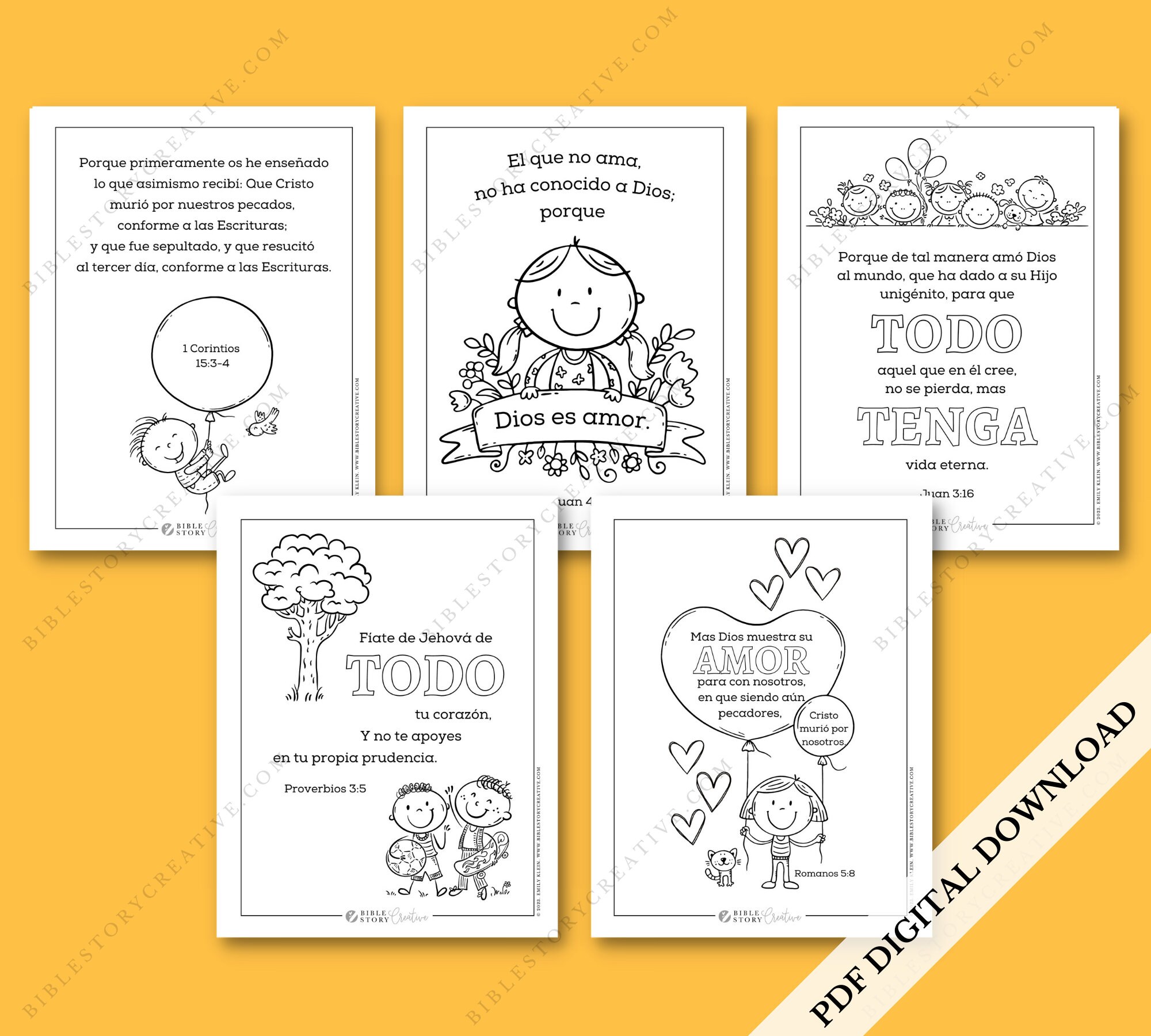 34 Spanish Bible Verse Coloring Pages for Kids | RV-1960 Sunday School ...