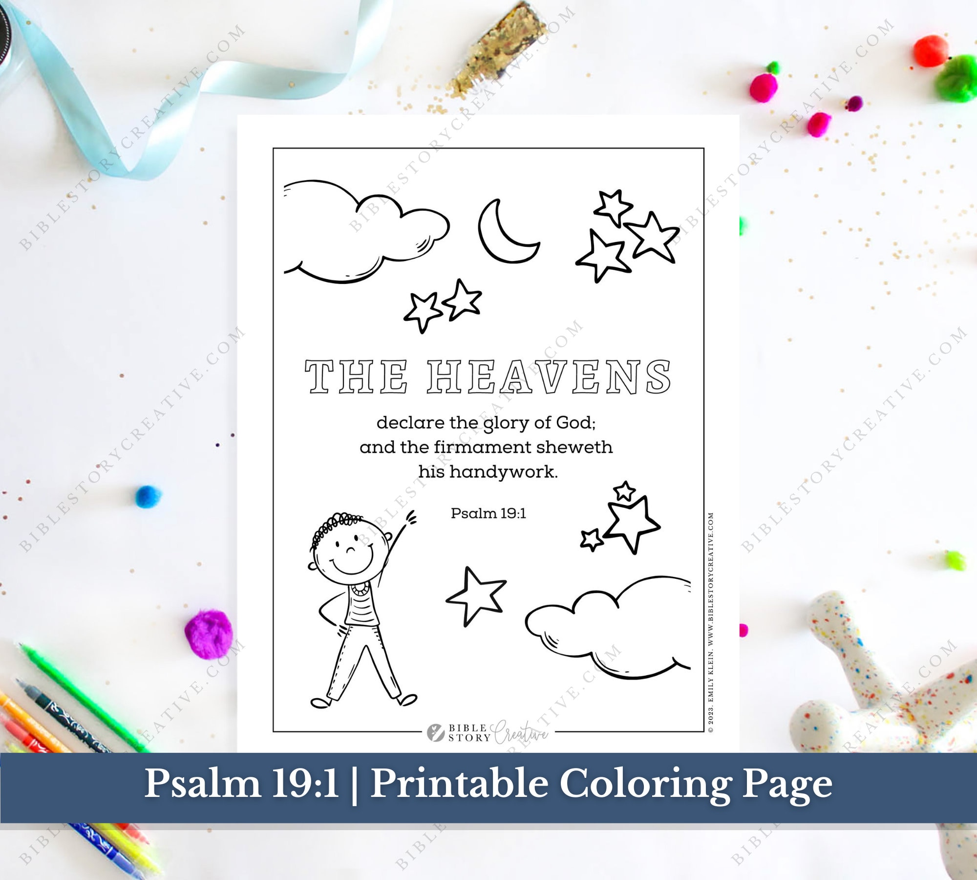 Psalm 19:1 | Bible Verse Printable Coloring Page for Kids | KJV Sunday ...