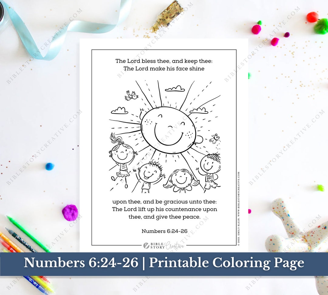 Numbers 6:24-26 Bible Verse Printable Coloring Page for Kids - Etsy