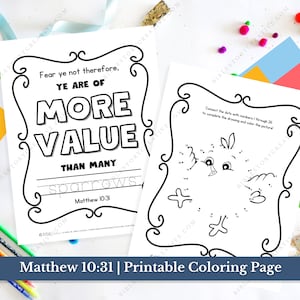 Matthew 10:31 | Bible Verse Printable Coloring Page SET for Kids | KJV ...
