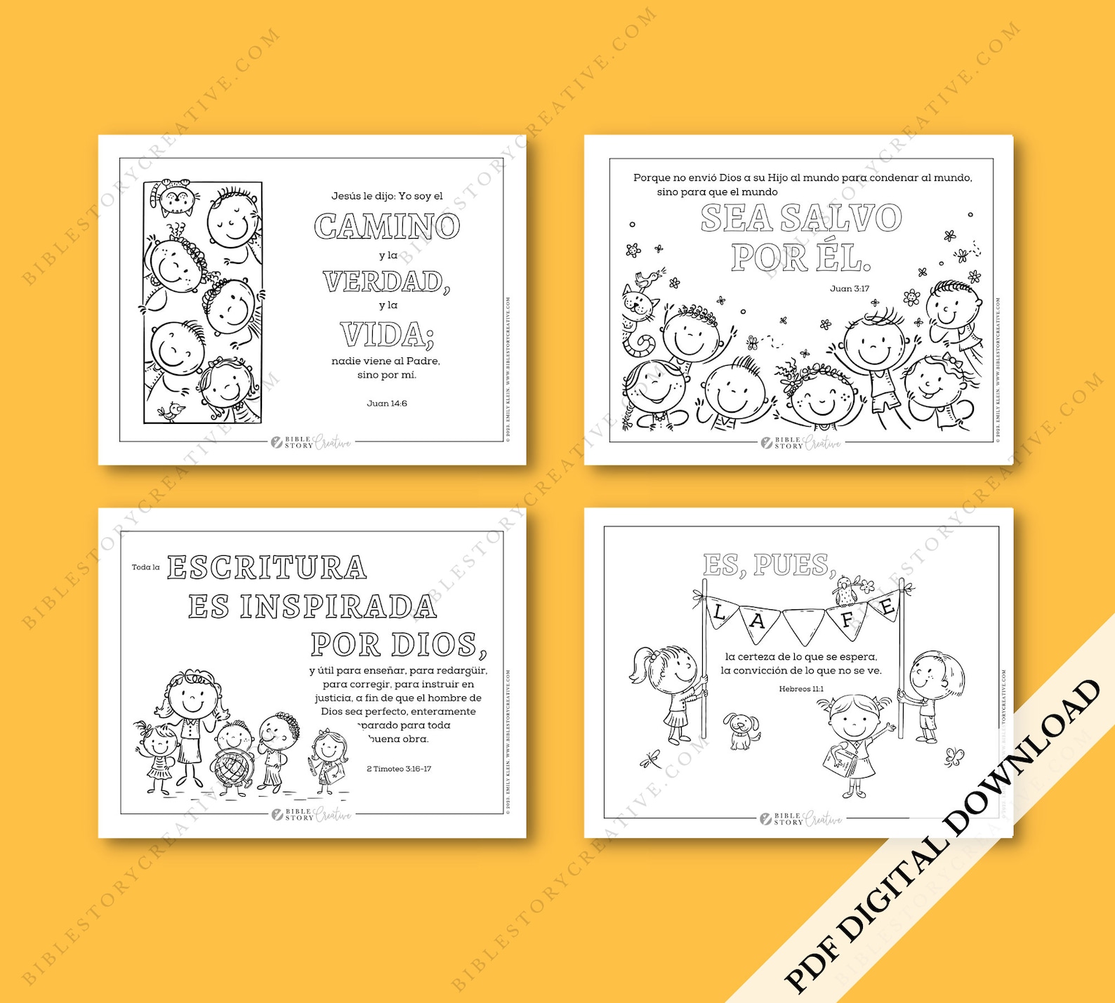 Spanish Bible Verse Coloring Pages Bundle | 34 Printable RV1960 ...