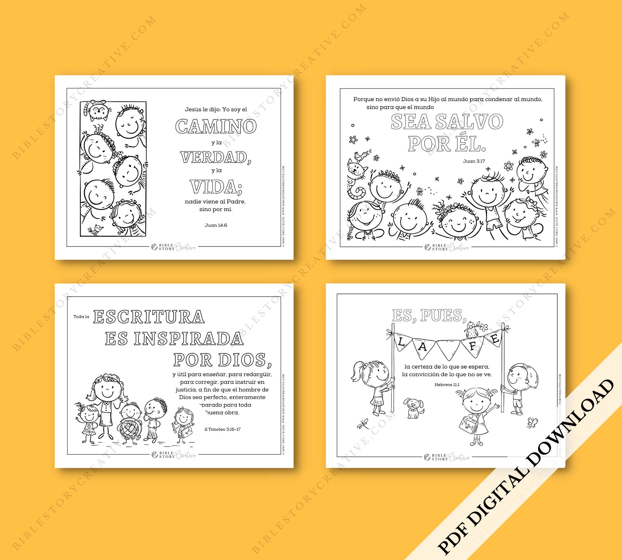 34 Spanish Bible Verse Coloring Pages for Kids (PDF Digital Download ...