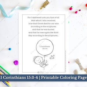 1 Corinthians 15:3-4 Bible Verse Printable Coloring Page for Kids | KJV ...
