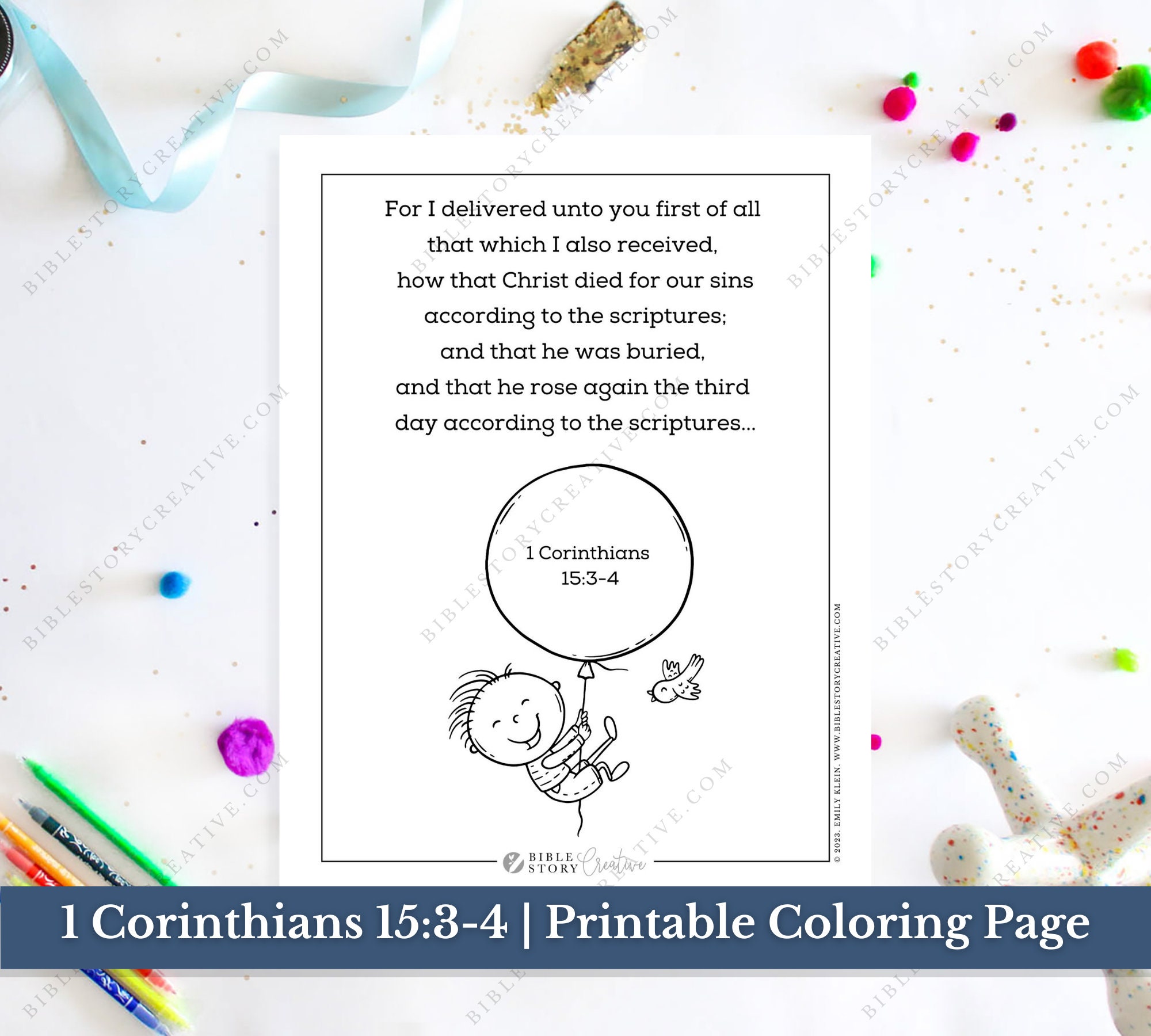 1 Corinthians 15:3-4 Bible Verse Printable Coloring Page for Kids | KJV ...