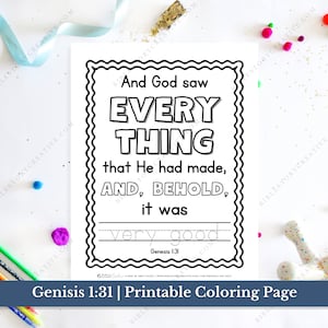 Genesis 1:31 | Bible Verse Printable Coloring Page for Kids | KJV ...