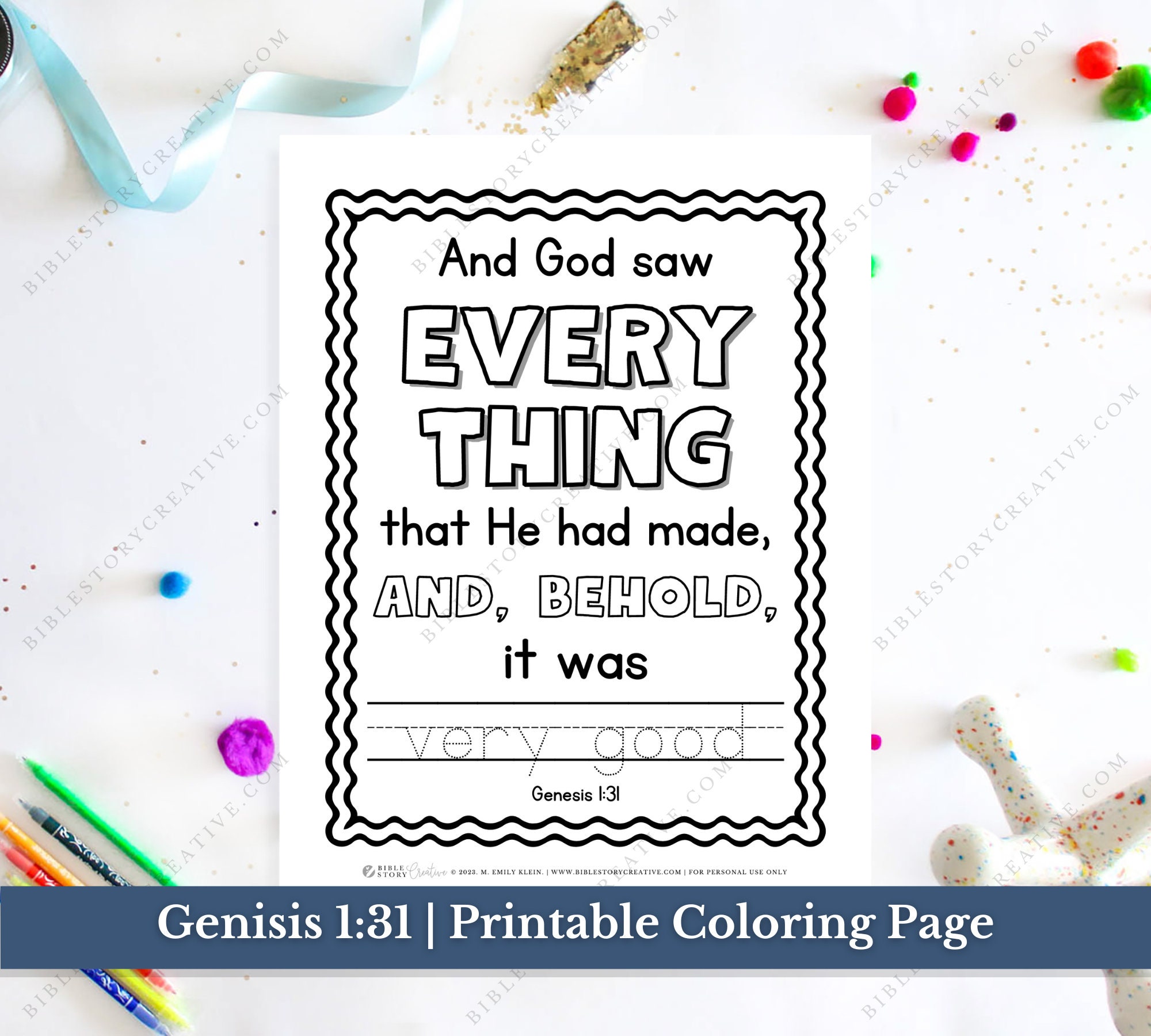 Genesis 1:31 | Bible Verse Printable Coloring Page for Kids | KJV ...