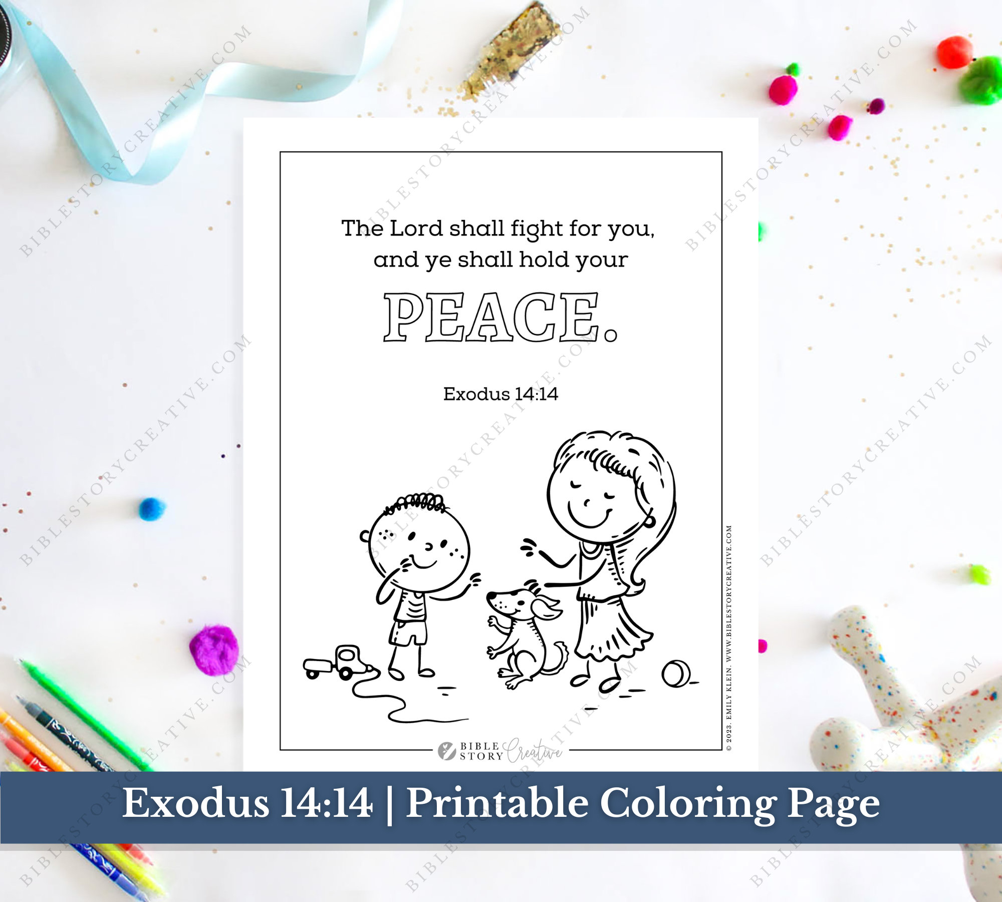 Exodus 14:14 Bible Verse Printable Coloring Page for Kids KJV Sunday ...