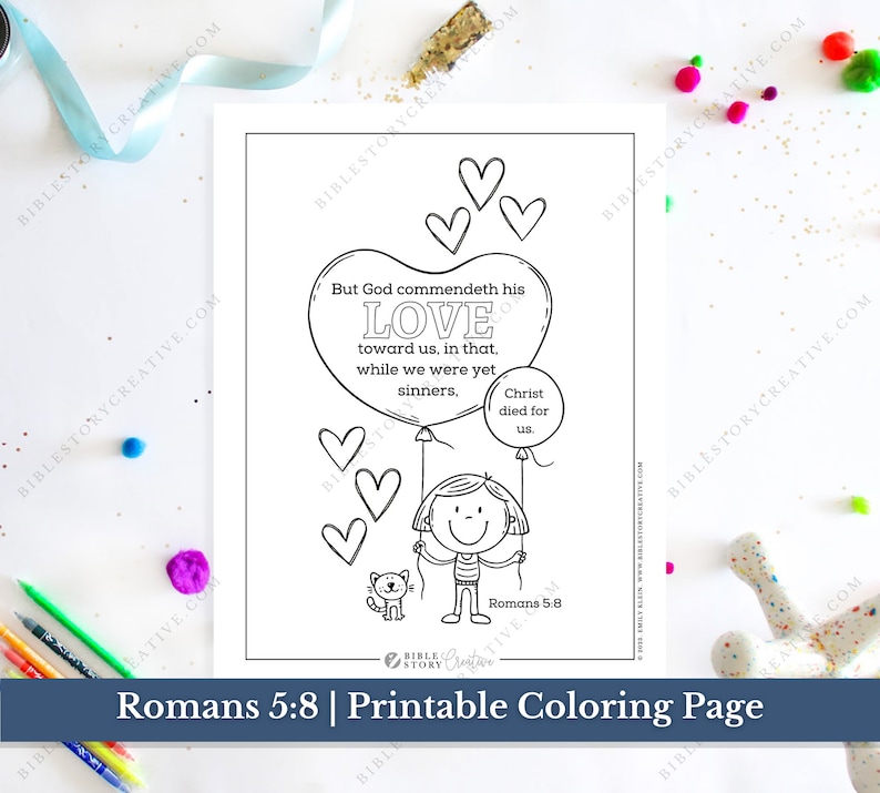 Romans 5:8 | Bible Verse Printable Coloring Page for Kids | KJV Sunday ...