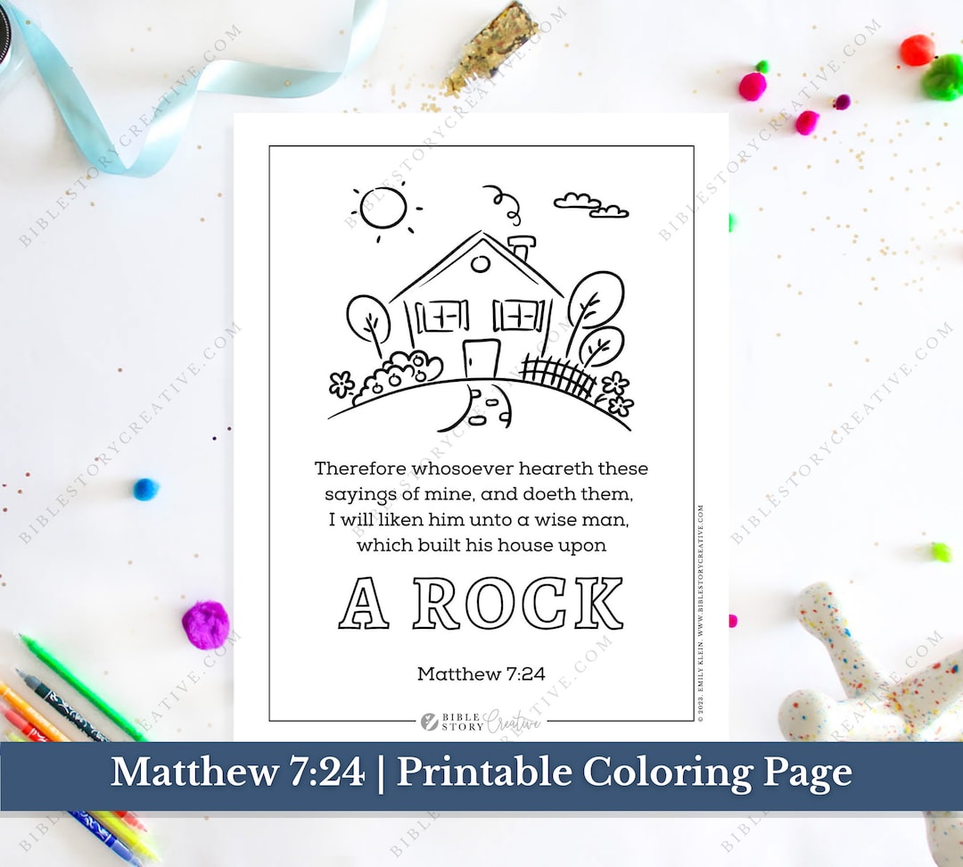 Matthew 7:24 | Bible Verse Printable Coloring Page for Kids | KJV ...