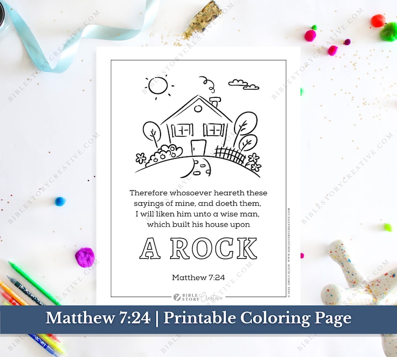 Matthew 7:24 | Bible Verse Printable Coloring Page for Kids | KJV ...