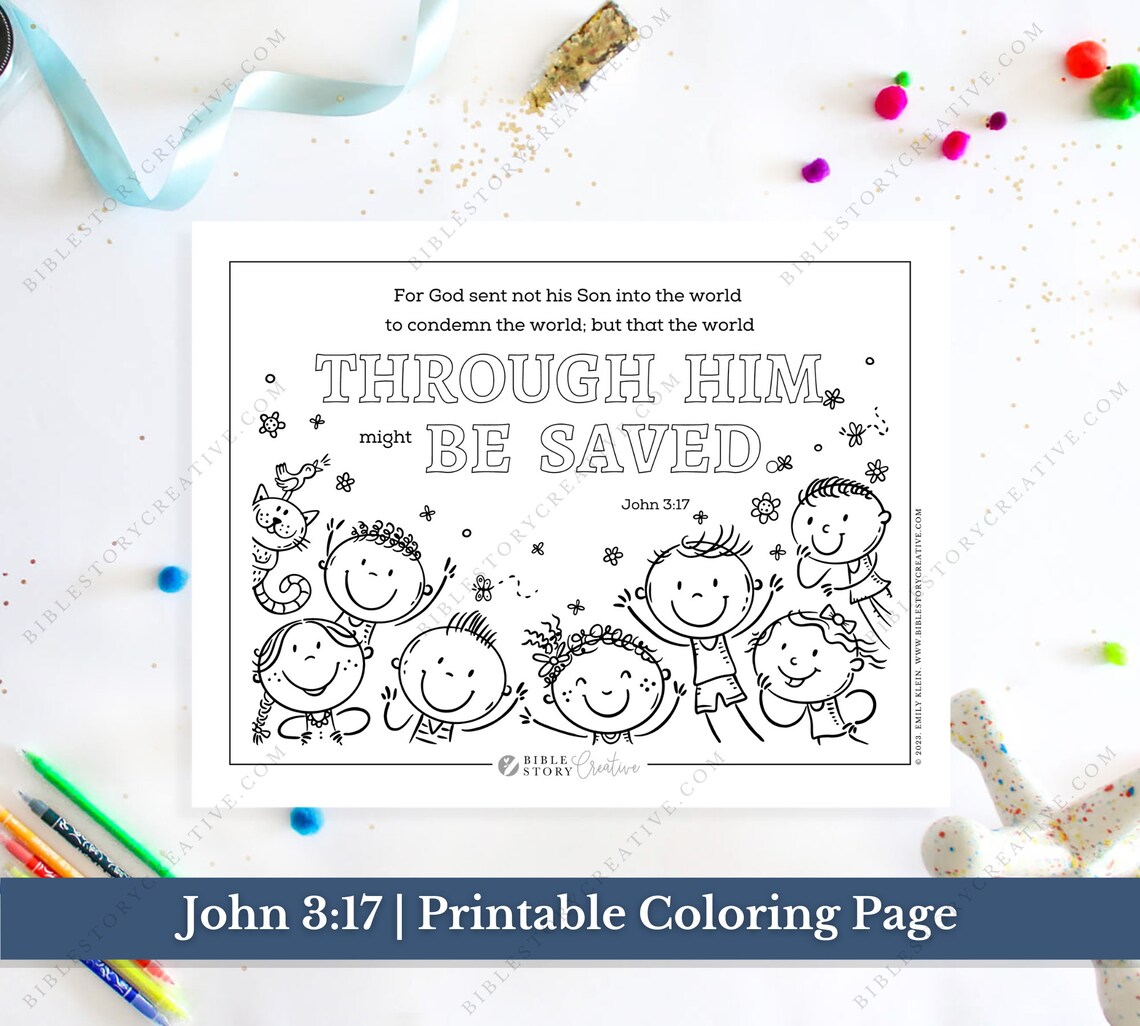 John 3:17 | Bible Verse Printable Coloring Page for Kids | KJV Sunday ...