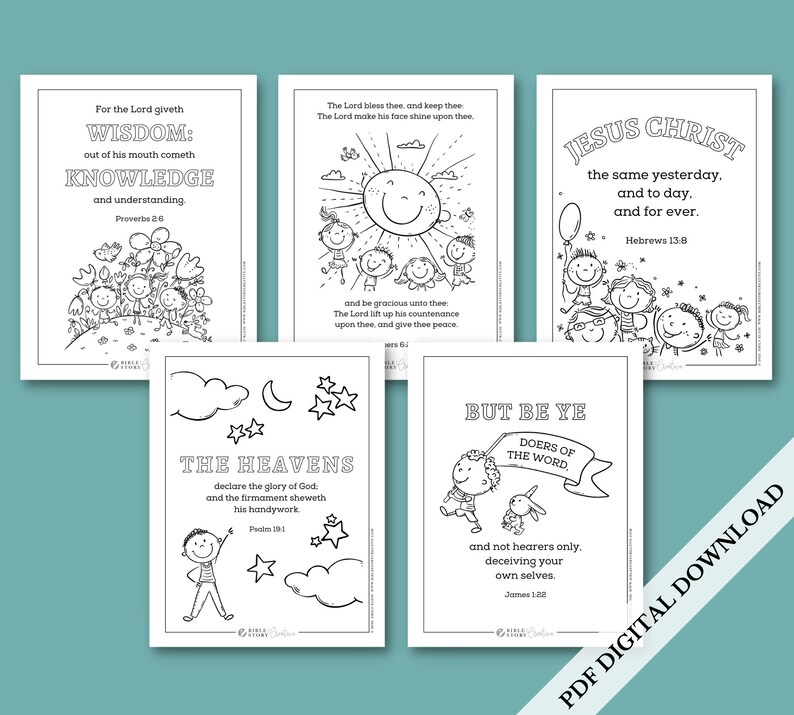 34 KJV Bible Verse Coloring Pages for Kids (PDF Digital Download) - Etsy