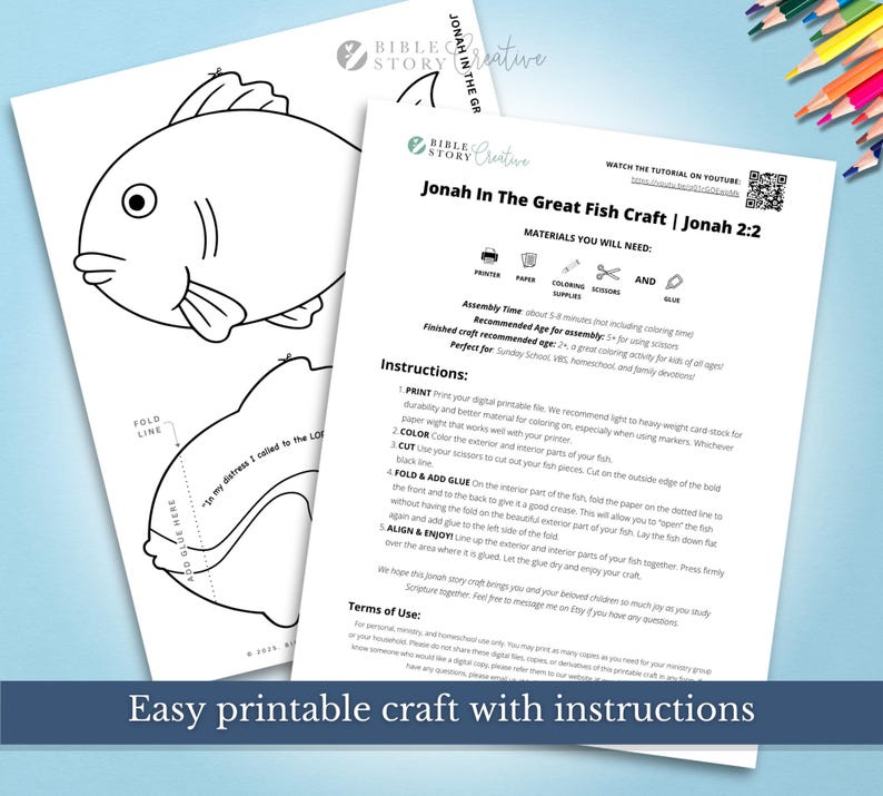 Jonah and the Whale Craft for Kids | Bible Story Printable | Sunday ...