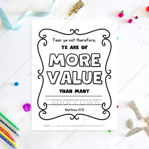 Matthew 10:31 | Bible Verse Printable Coloring Page SET for Kids | KJV ...