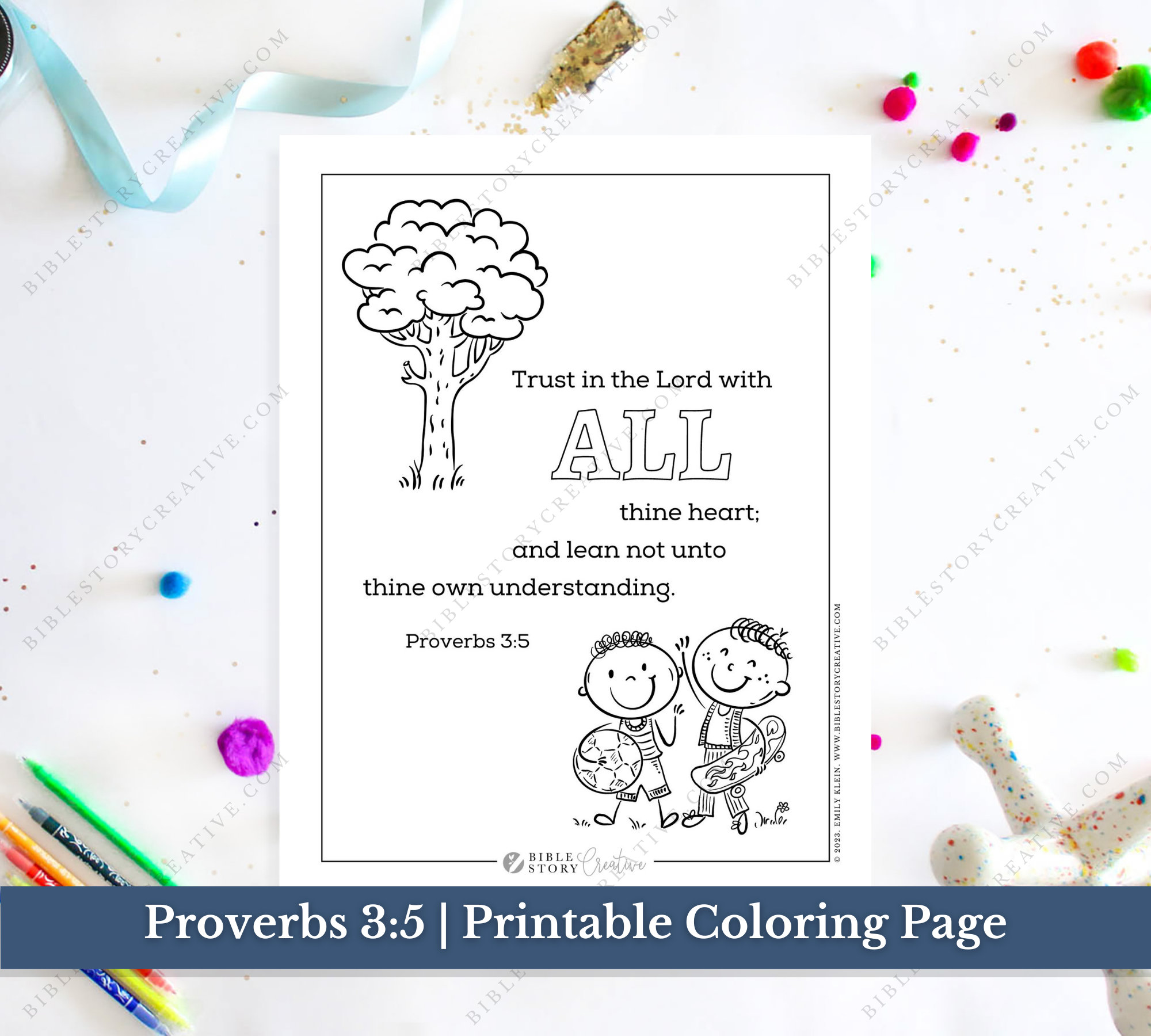 Proverbs 3:5 | Bible Verse Printable Coloring Page for Kids | KJV ...