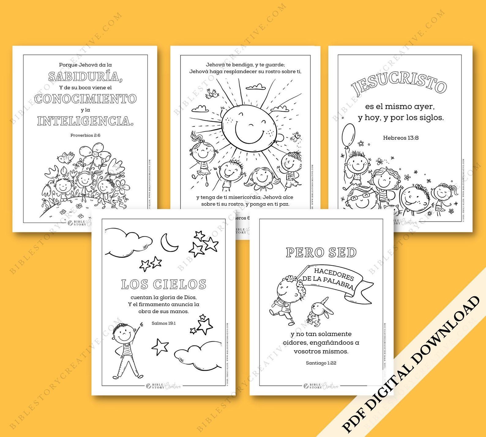 34 Spanish Bible Verse Coloring Pages for Kids (PDF Digital Download ...