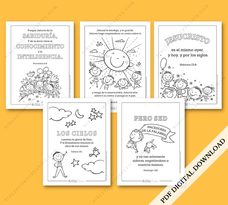 34 Spanish Bible Verse Coloring Pages for Kids (PDF Digital Download ...