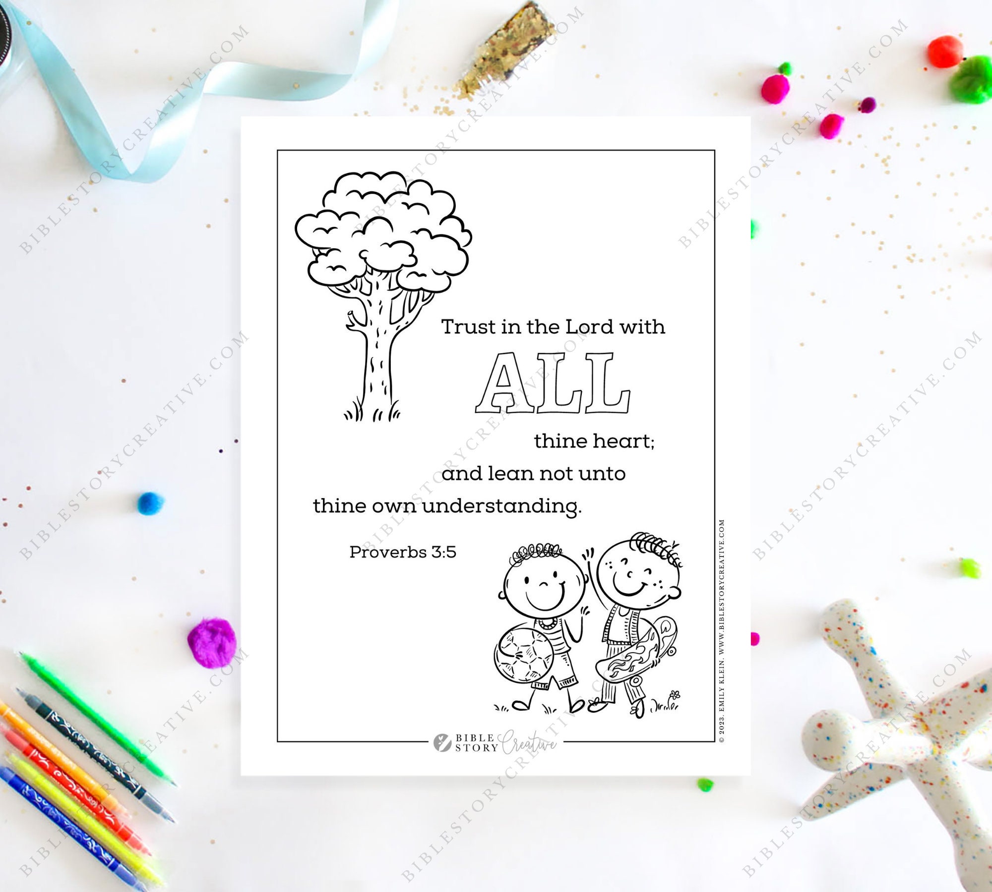 Proverbs 3:5 | Bible Verse Printable Coloring Page for Kids | KJV ...