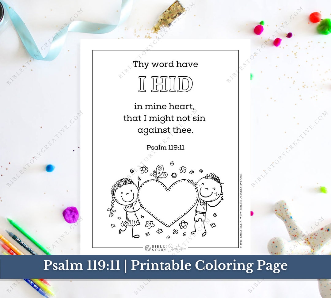 Psalm 119:11 | Bible Verse Printable Coloring Page for Kids | KJV ...