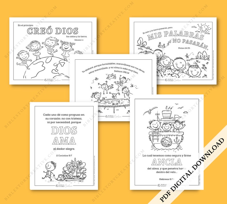 Spanish Bible Verse Coloring Pages Bundle | 34 Printable RV1960 ...