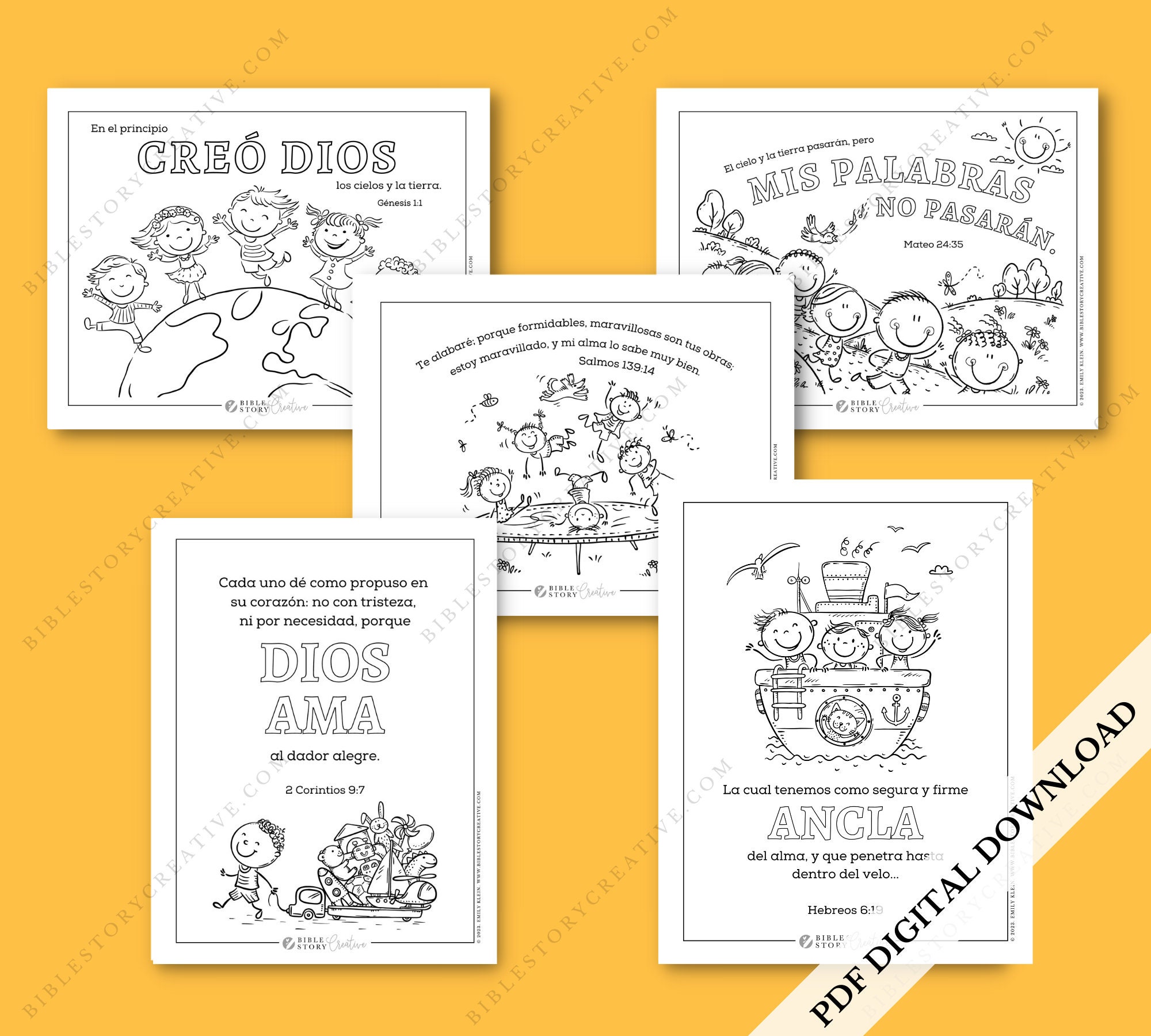 34 Spanish Bible Verse Coloring Pages for Kids (PDF Digital Download ...