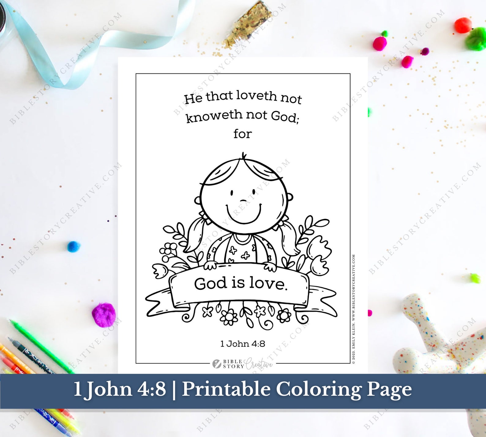 1 John 4:8 | Bible Verse Printable Coloring Page for Kids | KJV Sunday ...
