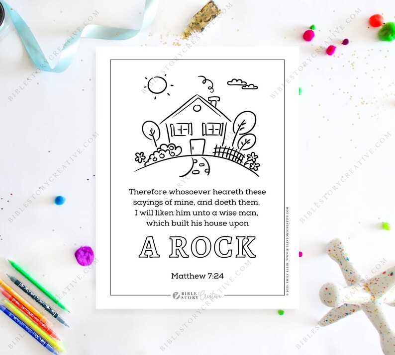 Matthew 7:24 | Bible Verse Printable Coloring Page for Kids | KJV ...