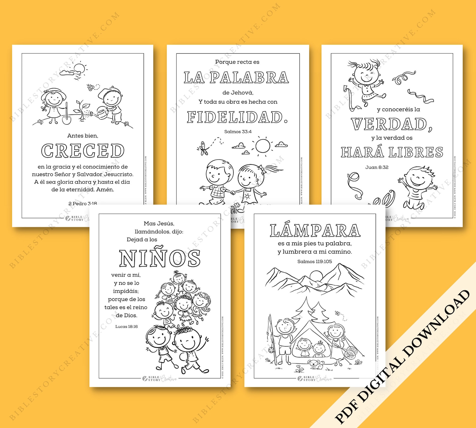 34 Spanish Bible Verse Coloring Pages for Kids (PDF Digital Download ...