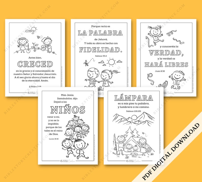 Spanish Bible Verse Coloring Pages Bundle | 34 Printable RV1960 ...