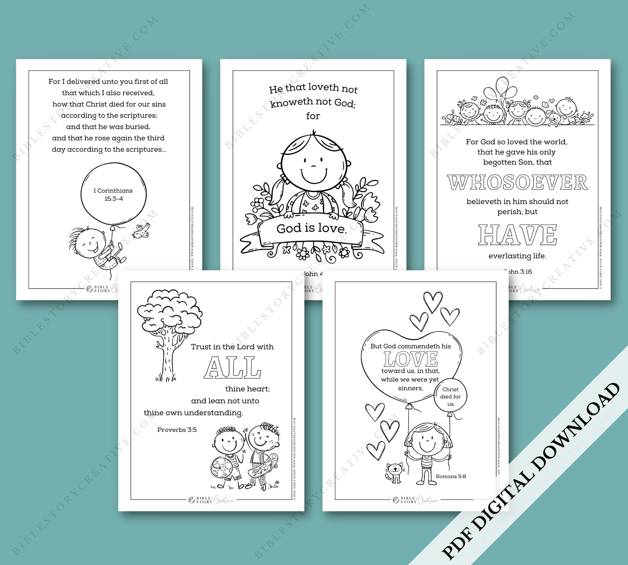 34 Bible Verse Coloring Pages for Kids | English KJV Sunday School ...