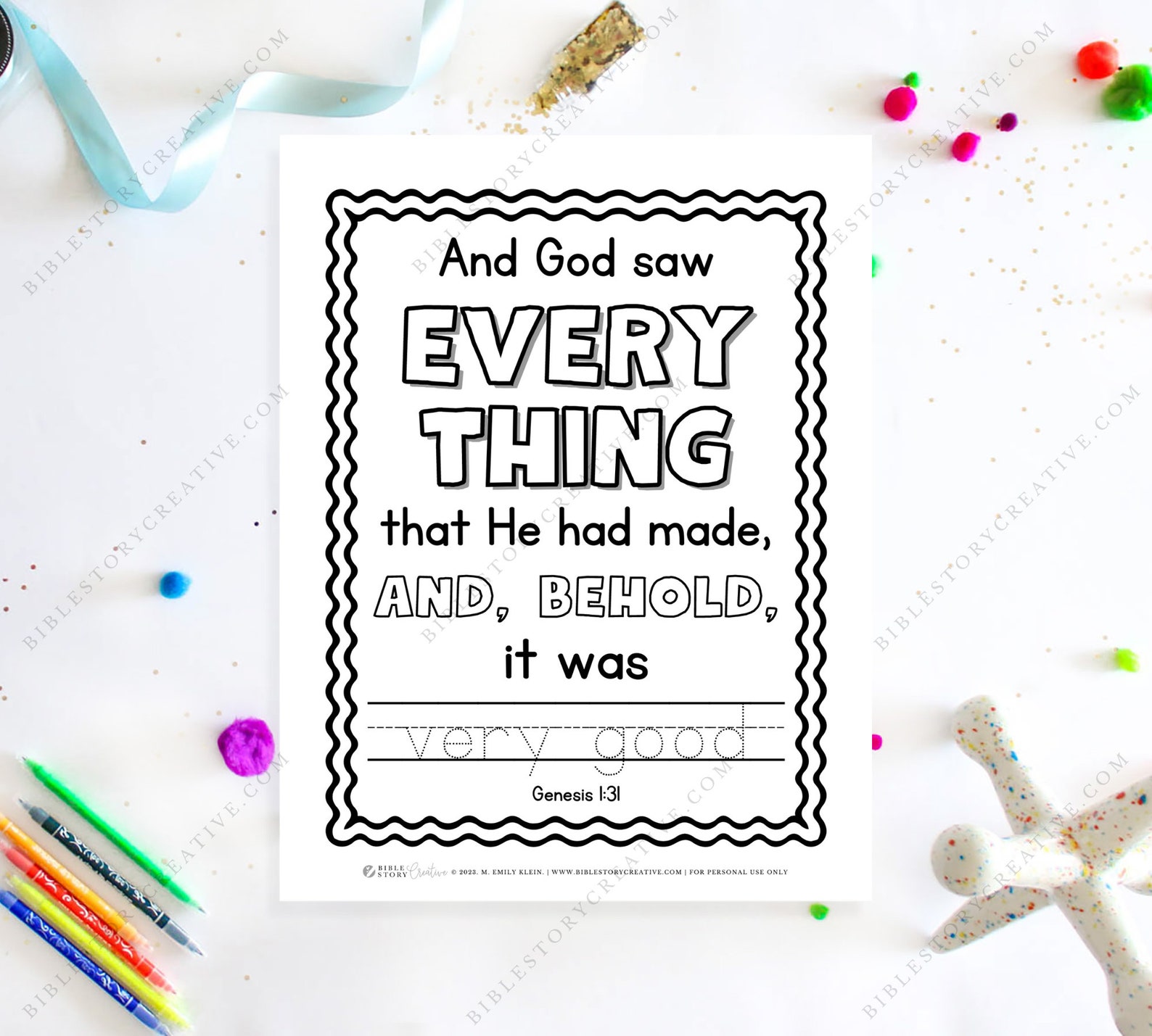 Genesis 1:31 Bible Verse Coloring Page – God Saw Everything Was Very ...