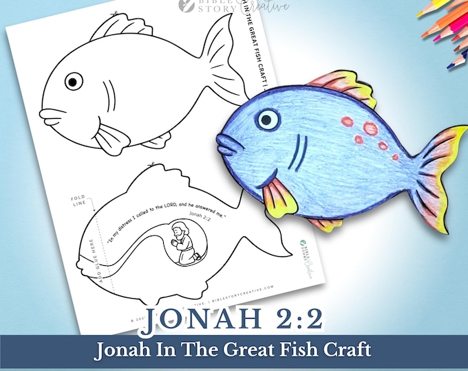 Jonah and the Whale Craft: Printable Sunday School Activity (PDF ...