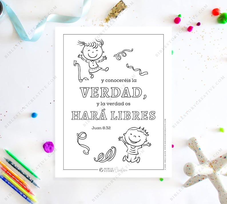 Juan 8:32 | Spanish Bible Verse Printable Coloring Page for Kids | RV ...