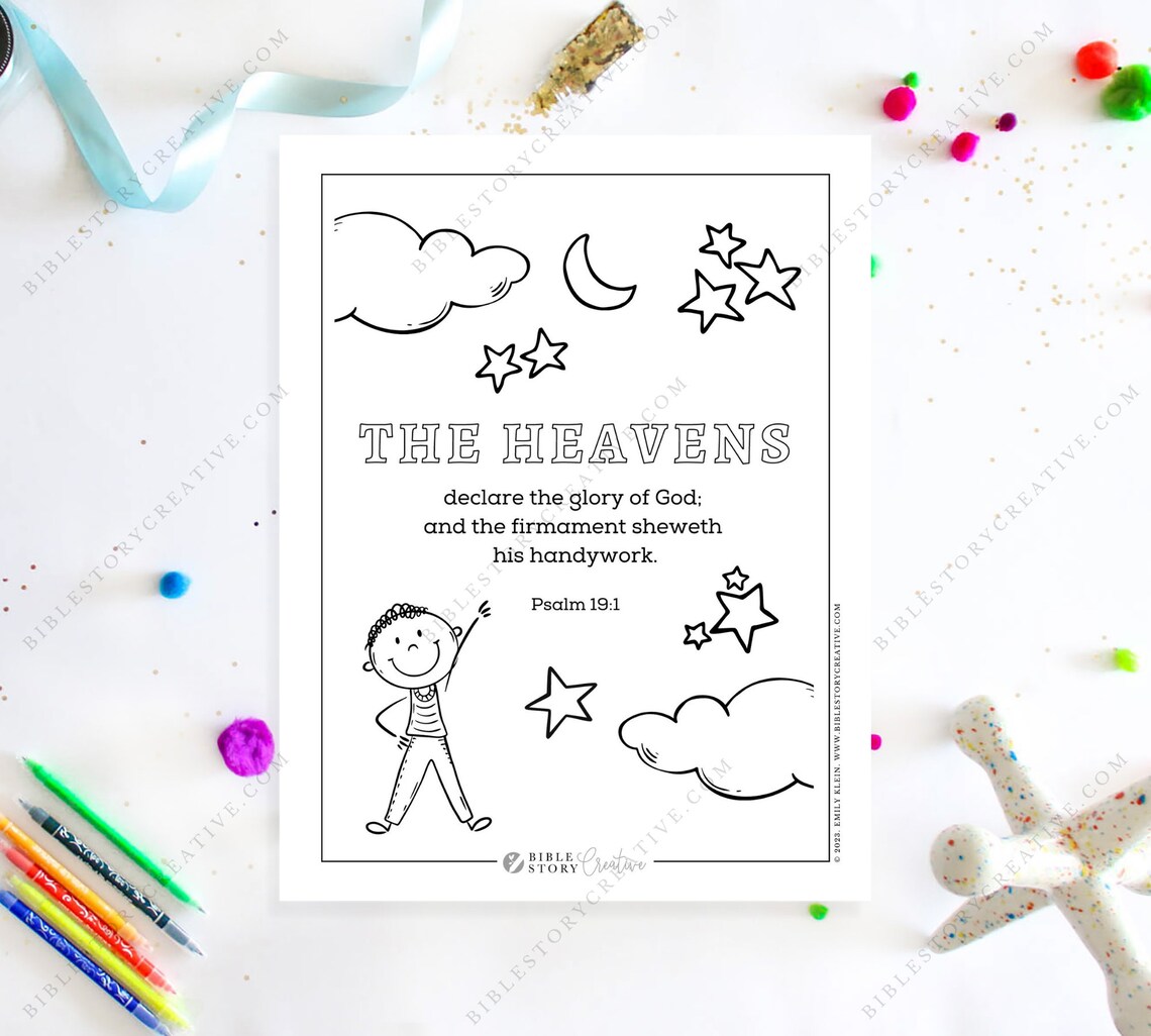 Psalm 19:1 | Bible Verse Printable Coloring Page for Kids | KJV Sunday ...