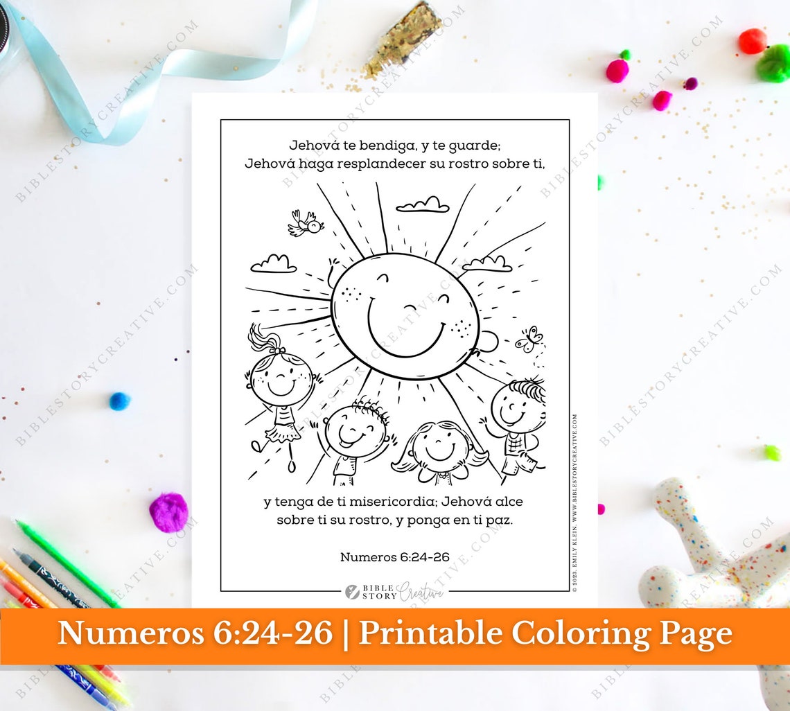 Numeros 6:24-26 | Spanish Bible Verse Printable Coloring Page for Kids ...