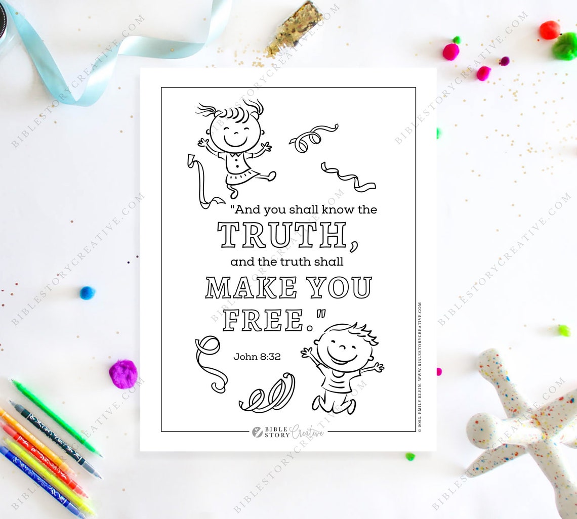 John 8:32 | Bible Verse Printable Coloring Page for Kids | KJV Sunday ...