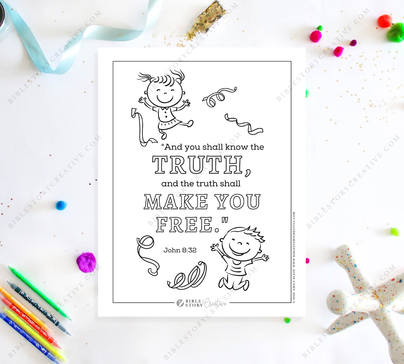 John 8:32 | Bible Verse Printable Coloring Page for Kids | KJV Sunday ...