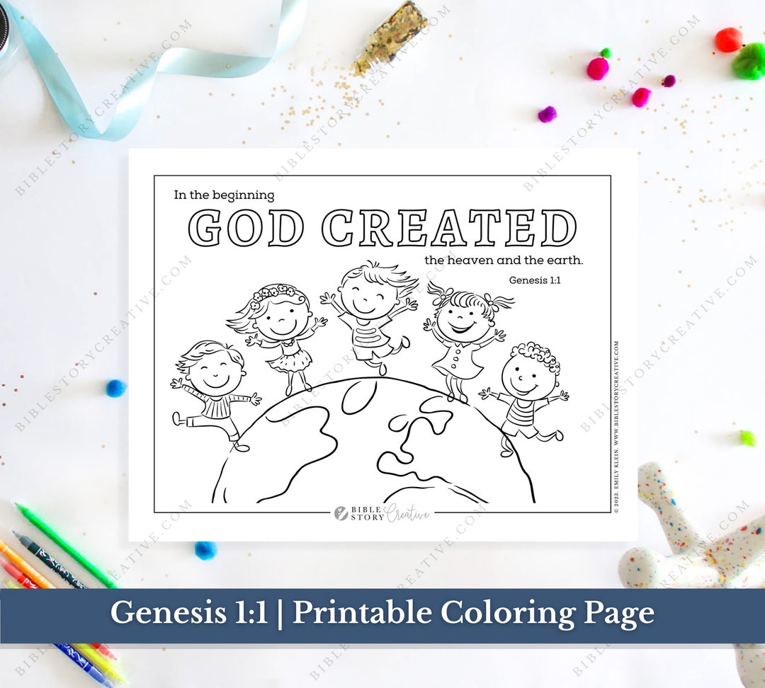 Genesis 1:1 | Bible Verse Printable Coloring Page for Kids | KJV Sunday ...